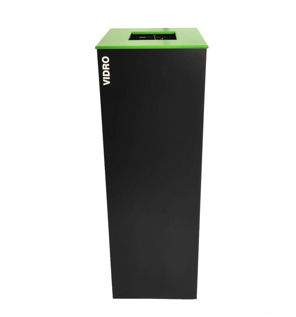 Ecoponto Individual Reciclagem Vidro Pintado 45L Preto