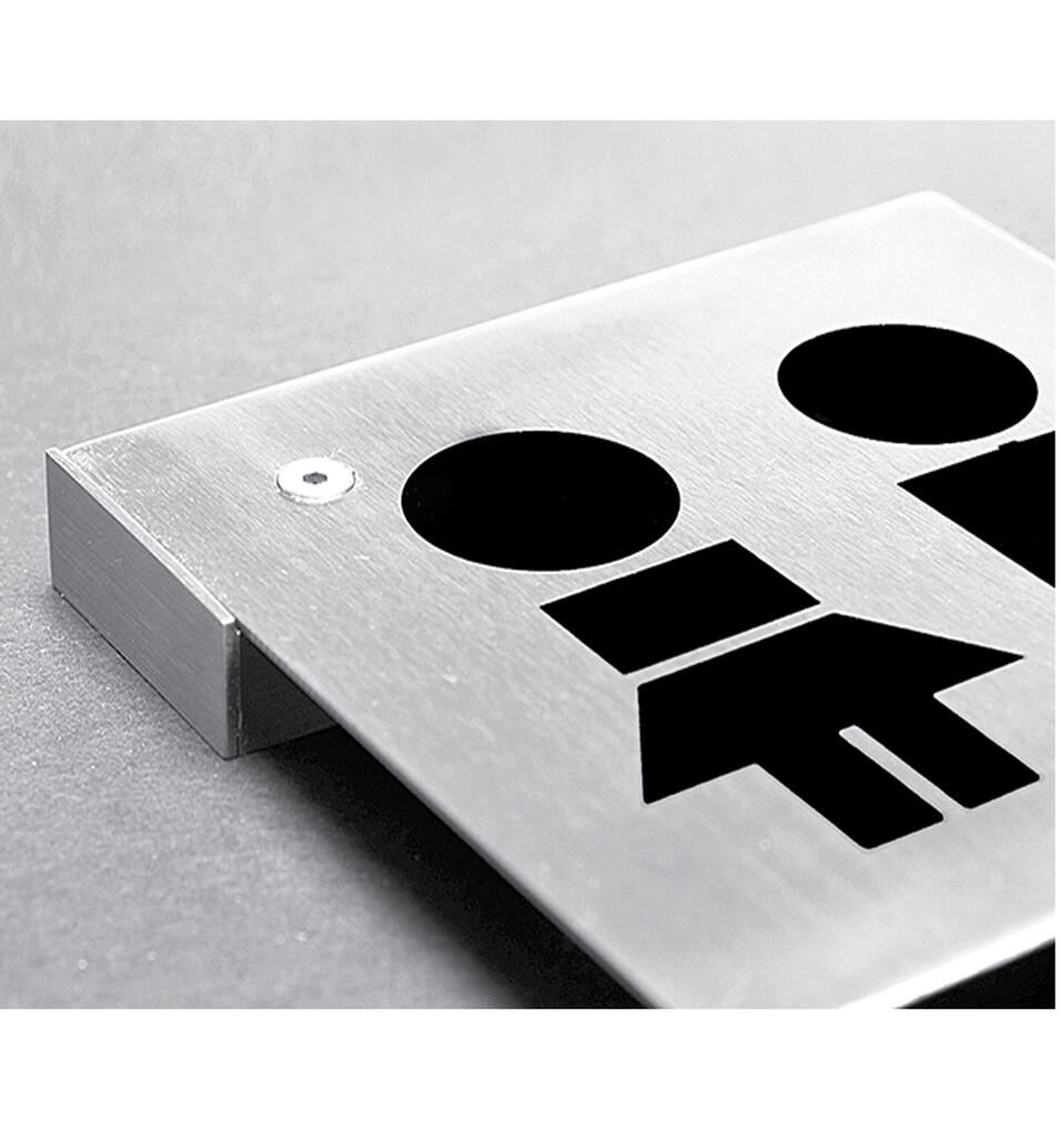 Pictogramas em vinil aplicados em aço inox - 150 x 150mm